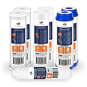 7 Filters 1 Year Replacement Kit for 5 & 6-Stage RO Unit by AquaBoon - Universal Standard 10” x 2.5” Size