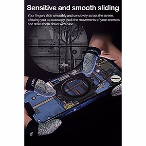 MOMOFLY Gaming Finger Sleeves,Customized for American Finger Sizes,100% Visible Silver Fibers,Just Right Pressure/Breathable/Sweatproof,Silver Bullet Ⅰfor COD Mobile PUBG Gaming Glove（10P） (M)
