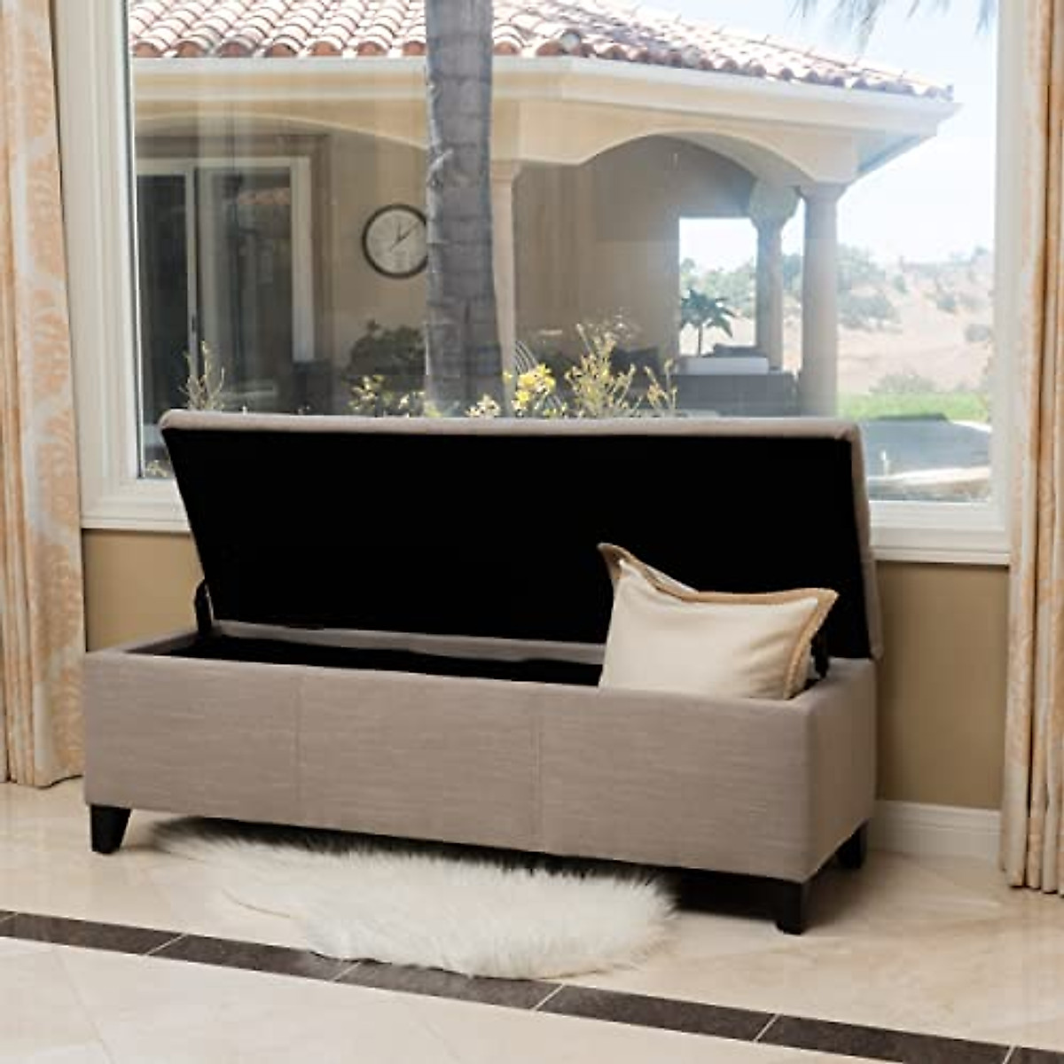 Christopher Knight Home Glouser Fabric Storage Ottoman, Sand