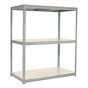 Global Industrial Wide Span Rack with 3 Shelves Laminated Deck, 1100 Lb Cap Per Level, 96" W x 36" D x 96" H, Gray