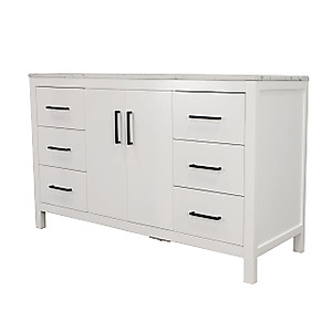 Kitchen Bath Collection Copenhagen 60-inch Single Bathroom Vanity (Engineered Marble/White): Includes White Cabinet with Engineered Marble Countertop and White Ceramic Sink