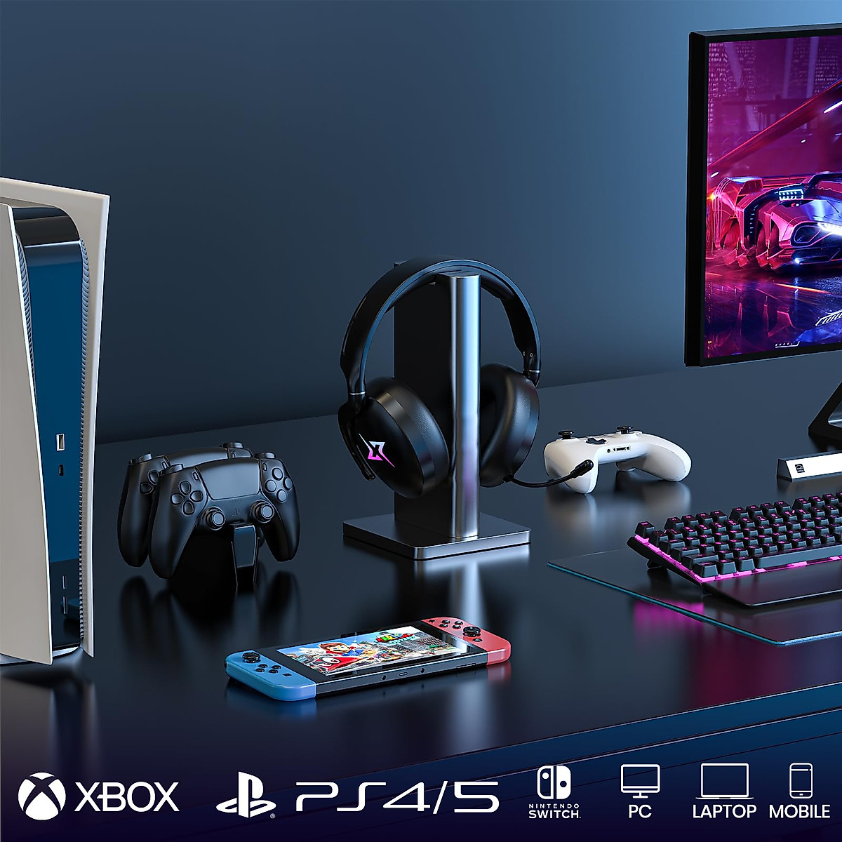 targeal Gaming Headset with Microphone for PC, PS4, PS5, Switch, Xbox One, Xbox Series X|S - 3.5mm Jack Gamer Headphone with Noise Canceling Mic-908 black