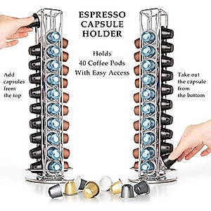 Mixpresso Capsule Spinning Carousel Holder I 360 Degree Rotatable Coffee Capsules Holder Rack I Solid Base | Holds 40 Coffee Pods Easy Access, Espresso Pod Holder For Home & Office