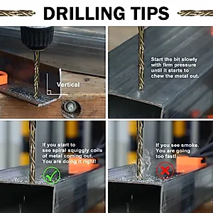 SALI Cobalt Drill Bit Set, 10Pcs 1/4" M35 High Speed Steel Jobber Length Drill Bit Kit for Hardened Metal, Stainless Steel, Cast Iron, Wood and Plastic, with Index Storage Case