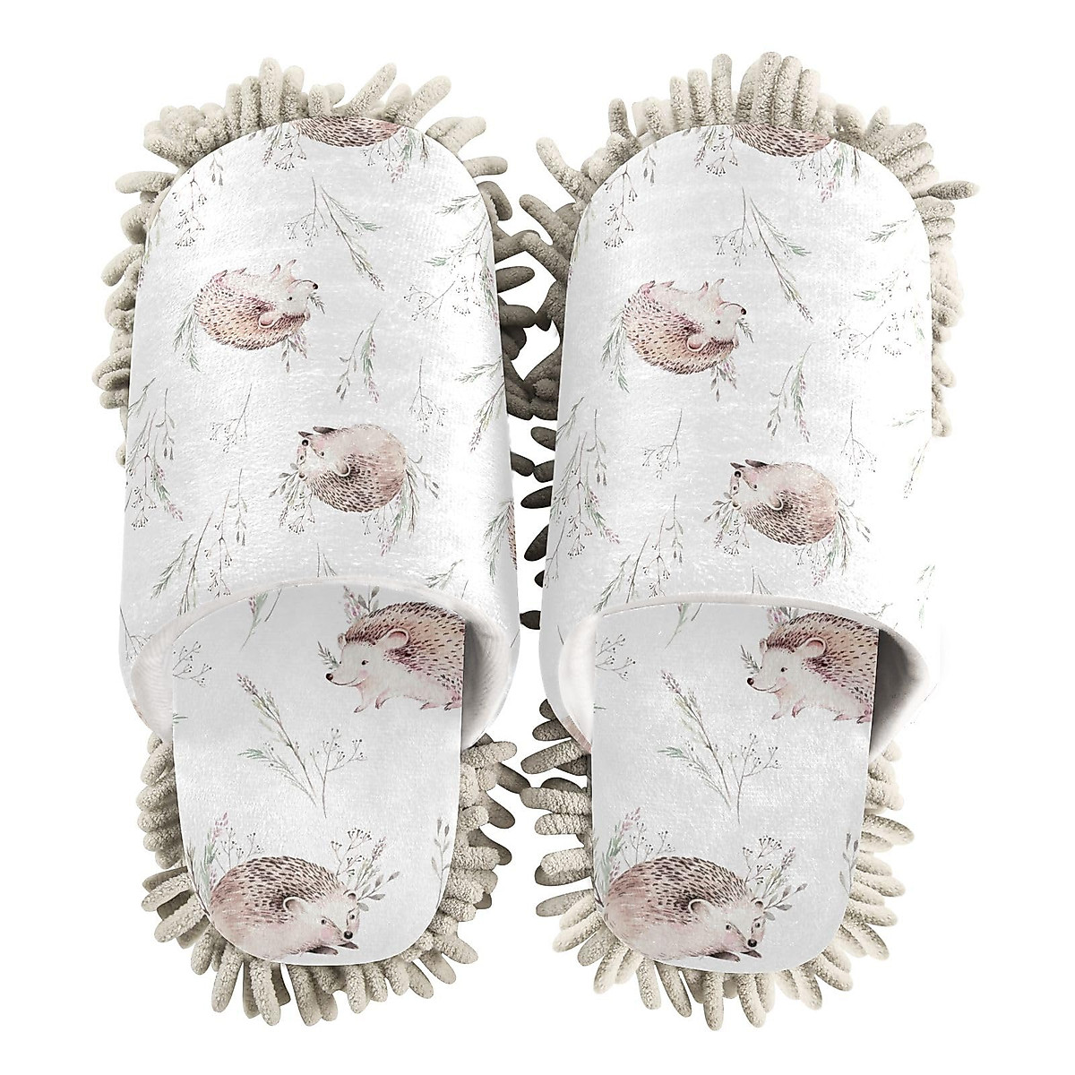 FLildon Microfiber Cleaning Slippers Hedgehog Washable Mop Shoes Slipper for Men/Women House Floor Dust Cleaner, Size L