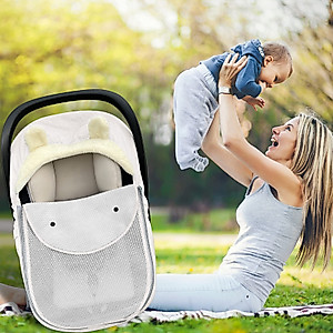 Baby Car Seat Cover,Winter Car Seat Cover for Babies Car Seat or Stroller,2 in 1Universal Infant Car Seat Cover for Boys & Girls-Keeps Baby Warm and Cozy,Zipped Baby Carseat Cover Fit for All Season