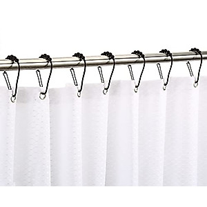 Black Shower Curtain Hooks Rings, Rust Proof Shower Curtain Rings for Bathroom, ZESLMG Decorative Shower Hooks Hangers for Shower Curtain Rod,Set of 12