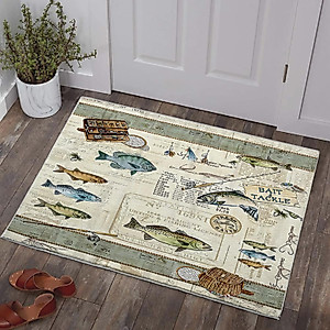 citari Fishing Area Rug 2x3 ft for Bedroom Entryway Rugs Non-Slip Bath Rugs Funny Bathmats Washable Carpet Indoor Floor Mats for Living Room Kitchen Kid's Room Modern Small Rug for Door Mat