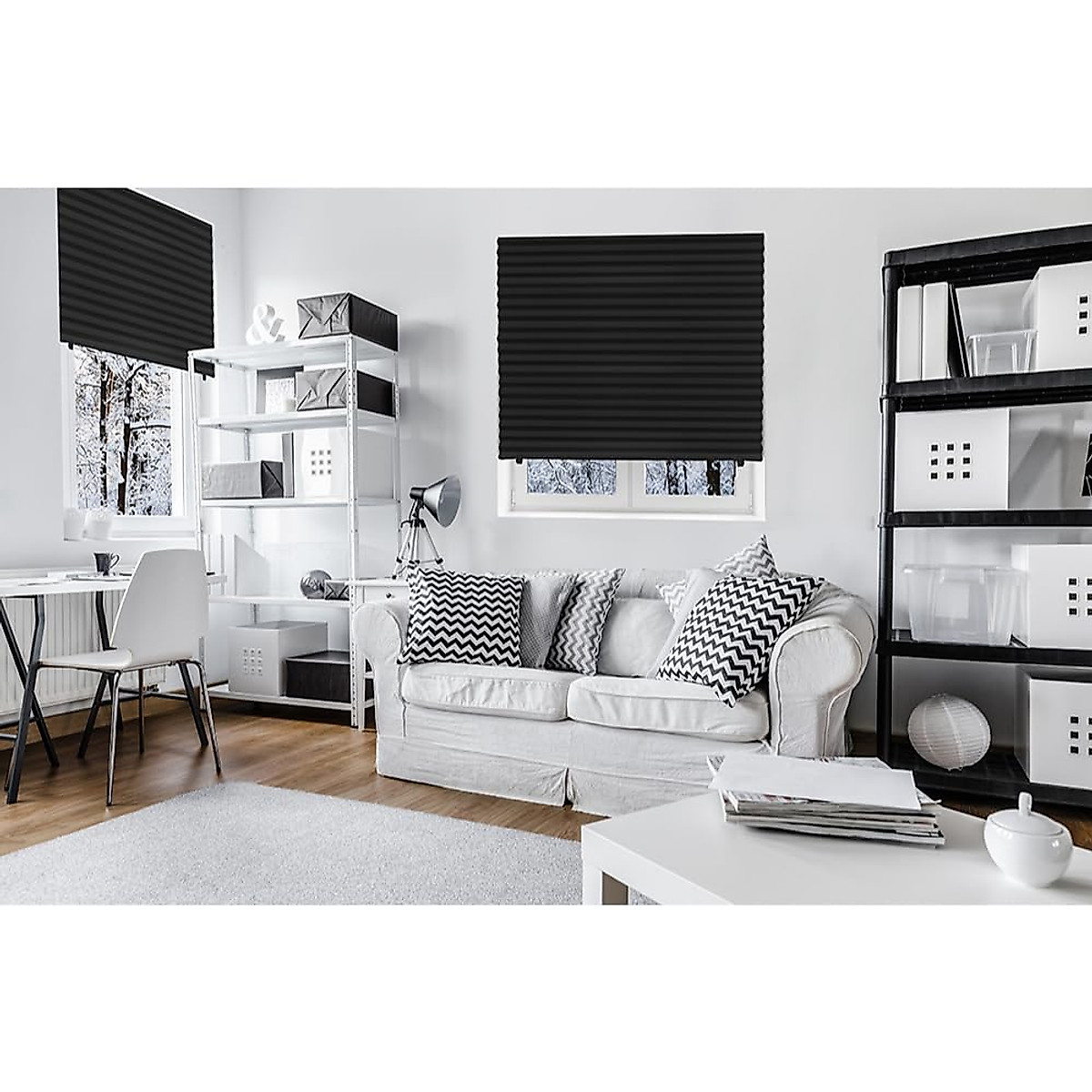 Redi Shade No Tools Original Blackout Pleated Paper Shade Black, 36 in x 72 in, 6 Pack