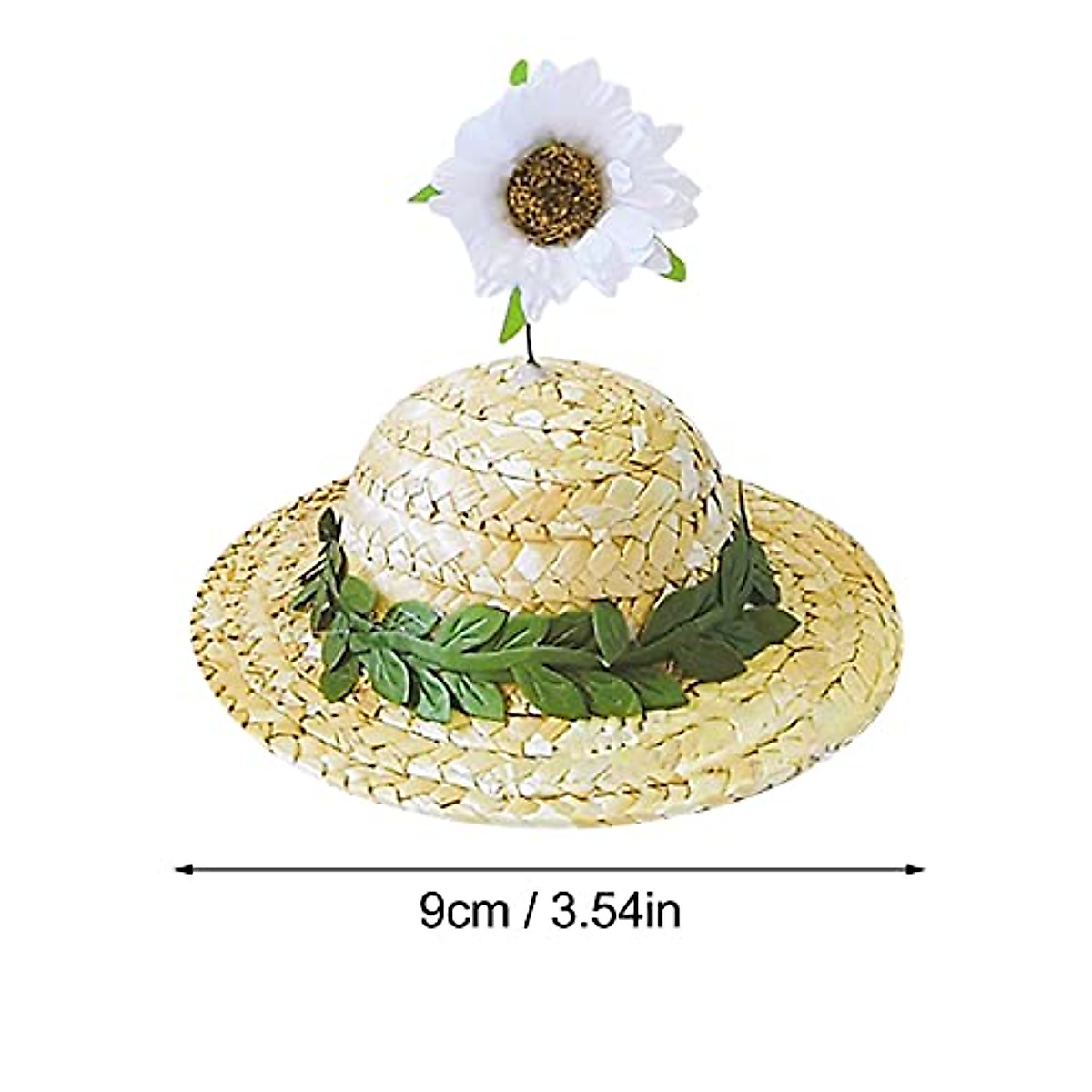 Pet Straw Hat Spring Summer Sunhat with Flower 1PC Dog Cat Cap with Adjustable String for Pet Puppy Cat Party Daliy Decoration