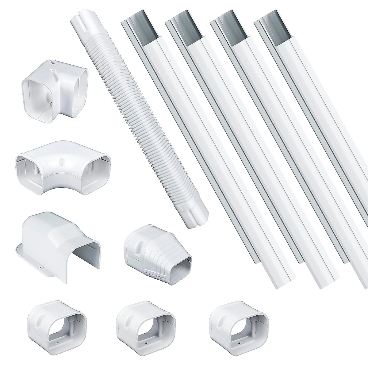 Pearwow 3" W 15Ft L Mini Split Line Set Cover Kit, Decorative PVC Tubing Cover for Ductless Mini Split AC,Heat Pumps Systems,Air Conditioner Lineset Cover,Mini Split Accessories