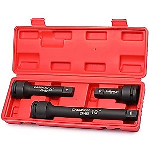 CASOMAN 3/4” Drive Impact Extension Bar, Cr-Mo Steel,3-Piece Set 4”, 6”, 10” ext. bar