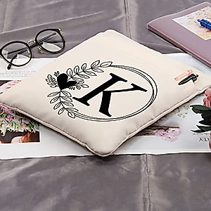 HOLLP Alphabet Book Cover A/C/J/K/M/Letter Initial Waterproof Zipper PouchInitial English Book Sleeve(K-Book Sleeve)