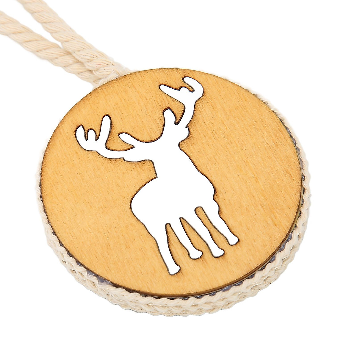 2 Pack Magnetic Curtain Tiebacks, Cute Deer Decorative Tie Backs Curtain Holdbacks for Drapes Wood Curtain Holders for Christmas Home Holiday Decor, No Screw