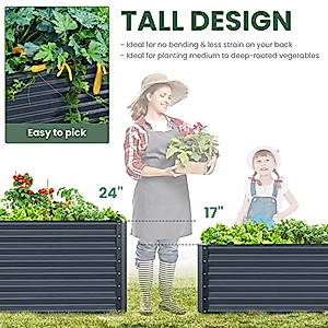 Galvanized Raised Garden Bed Box Planter for Outdoor Plants 24" Extra Tall Raised Garden Beds Outdoor Garden Boxes Outdoor Raised Metal Raised Garden Beds for Vegetables 48"X36"X24", Midnight Grey