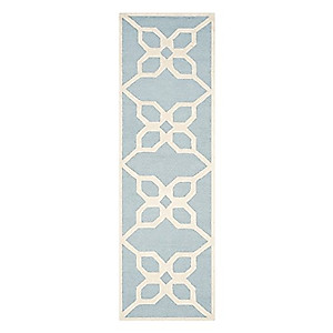 SAFAVIEH Cambridge Collection Area Rug - 8' x 10', Blue & Ivory, Handmade Geometric Wool, Ideal for High Traffic Areas in Living Room, Bedroom (CAM722B)
