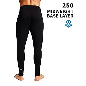 Merino Wool Men's Base Layer Pants — 100% Organic Wool Midweight Thermal Pants + Hiking Wool Socks (Medium, Black 250)