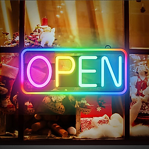 Led Open Sign, 21×10 inch Neon Open Sign with Remote, Color Changing & Scrolling Modes, Adjustable Brightness and Speed RGB Open Signs for Business Bar Restaurant Hotel Storefront Window