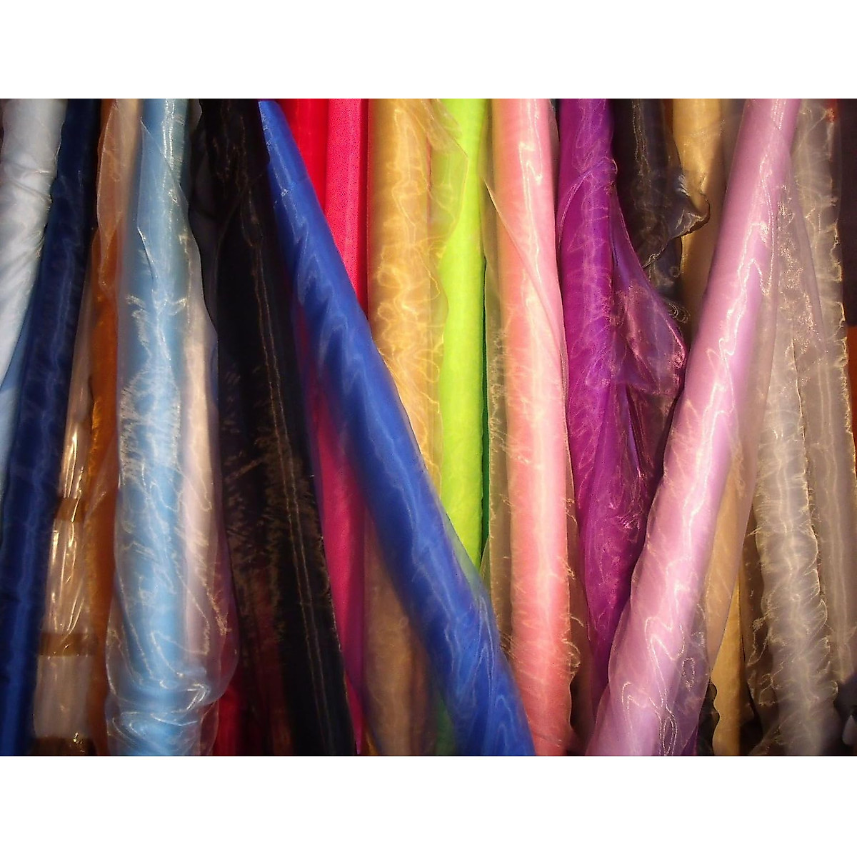 MDS Pack of 5 Yard Sheer Organza Fabric for Wedding Merry Christmas Xmas New Year Party Home Decorations, Backdrop, Curtain, Craft, Dress, DIY, Crystal Tulle Fabric 44” Wide - Red