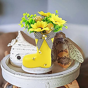 Bee Resin Boot Decor Bumble Bee Tiered Tray Arrangement Honey Dippers Sunflower Spring Summer Yellow Farmhouse Display