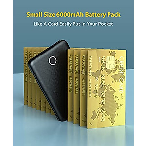 Portable Charger Small Size Built in Cable 6000mAh Power Bank, External Battery Pack Lightweight Backup Charger, Ultra Slim Battery Backup Charger for Cell Phones