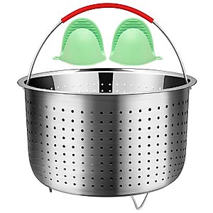 REDANT Steamer Basket for Instant Pot Accessories 3 qt, Pot Strainer Steamer for cooking, Steam Basket Stainless Steel Steamer Insert for Vegetables, Egg, Pasta (Free 2 Pcs silicone gloves), 3 Quart