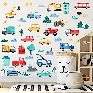 Car City Road Wall Decals Traffic Road Sign Enlightenment Wall Stickers for Playroom, Nursery, Boy Room, Bedroom, Classroom, Living Room.