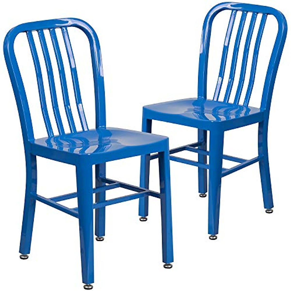 Flash Furniture Gael Commercial Grade 2 Pack Blue Metal Indoor-Outdoor Chair
