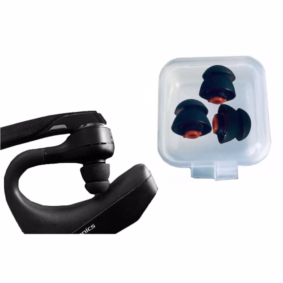 Zotech 3 Pcs Double Flange Eartips Ear Buds Replacement Double Flange Ear Tips for Plantronics Voyager 5200 & Voyager Legend Headset (Black, Medium)