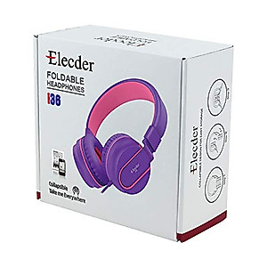 ELECDER Kids Headphones Children Girls Boys Teens Foldable Adjustable On Ear Headphones 3.5mm Jack Compatible Cellphones Computer Kindle MP3/4 Airplane School Tablet