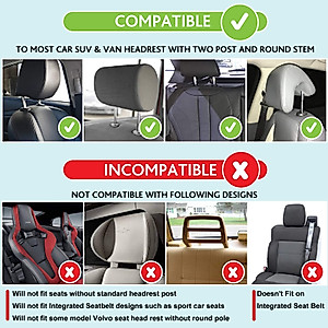 Spurtar Car Headrest Pillow, Road Pal Headrest Travel Pillow, Soft Velvet Adjustable Car Seat Headrest Pillow Head Neck Support, Memory Foam Headrest for Car, for Kids and Adults, Beige