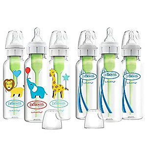 Dr. Brown’s Natural Flow® Anti-Colic Options+™ Narrow Baby Bottles 8 oz/250 mL, with Level 1 Slow Flow Nipple, 6 Pack, 0m+ Balloon Animals Gift Set