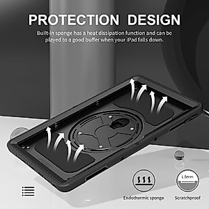 Junfire Protective Case for Lenovo Tab P11 2nd Gen 2023, Shockproof Rugged Cover Lenovo Tab P11 Gen2 11.5 Inch TB350FU/TB350XU with Kickstand/Hand Strap/Shoulder Strap-Black