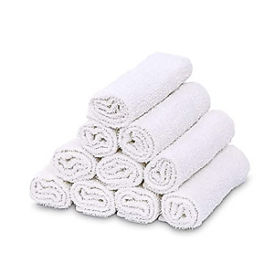 GOLD TEXTILES 48 Pack Economy White Washcloths Set (12x12 inches) - Cotton Blend Commercial Grade Cleaning Rags, Quick Drying & Soft Face Cloths, Fingertip Towels for Bathroom, Spa, Gym, and Kitchen