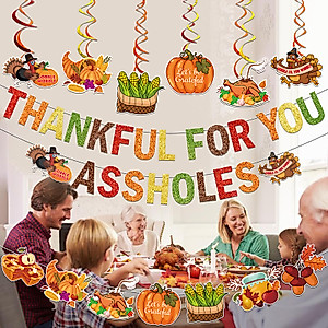 Thankful for You Banner Friendsgiving Banner Thank You Banner for Thanksgiving Decorations Glittery Thanksgiving Banner for Friendsgiving Decorations