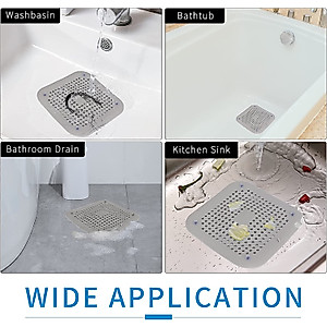 FYY Drain Hair Catcher, 2 Pack Silicone Hair Stopper Cover Shower Drain Hair Strainers Stopper Hair Trap Easy to Install and Clean for Bathroom Bathtub Tub and Kitchen, Bathroom Accessories, Grey+Grey