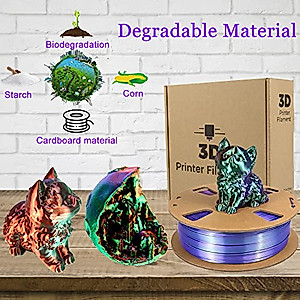 DD Silk PLA Filament Multicolor, 3D Printer Filament Tricolor PLA Filament 1.75mm +/- 0.03mm Change 3D Printing Filament 1kg Spool/2.2lbs Silk 3D PLA Consumables Fit Most FDM Printer