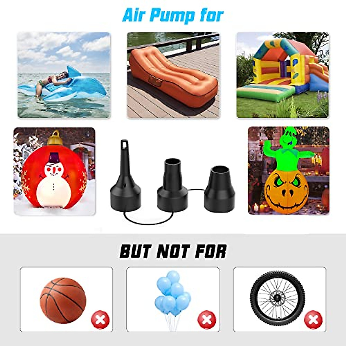 4 Set Replacement Nozzles, Plastic Pump Nozzles, 3 Size for Air Bed, Air Pump Nozzles for Inflatables, Air Mattress