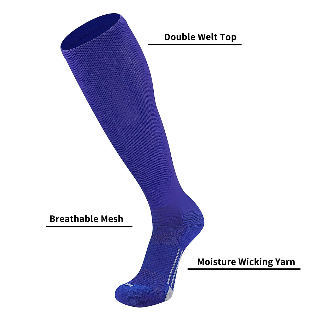 Youper Youth & Adult Elite Baseball/Softball Belt & Socks Combo Set (2 Pairs of Socks & 1 Belt) (Royal, Medium)