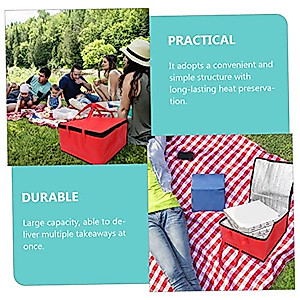 KICHOUSE Insulation Bags Shopping Tote Pizza Warmer Bag Food Warmer Bag Insulated Food Bag Transport Tote Water Resistant Bag Picnic Strap Bag Reusable Food Bag Red Non-woven Fabric