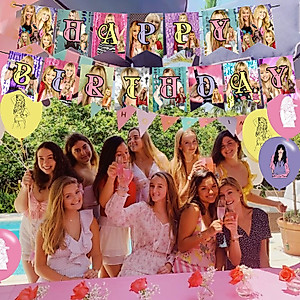 Hannah Singer Montana Party Decorations, Music Theme Birthday Party Supplies Includes Birthday Banner, Cupcake Toppers, Cake Topper, Latex Balloons for Kids Adults Fans Party Decor