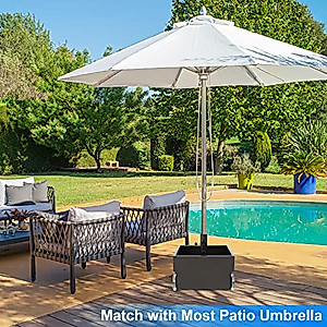 Tangkula 170LBS 2-in-1 Patio Umbrella Base, Fillable Umbrella Stand with 2 Universal Wheels, Garden Flower Box with Drainage Hole, Outdoor Heavy Duty Umbrella Stand for Courtyard, Poolside (Black)