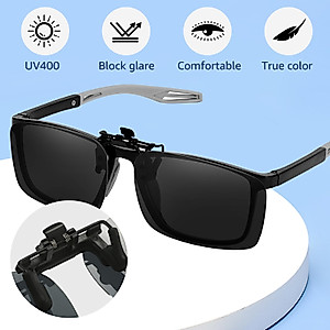Trysee Clip on Sunglasses Over Prescription Glasses for Men Women Polarized Flip Up for Eyeglasses Anti Glare TS309