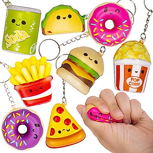 ArtCreativity Mini Squish Fast Food Toys, Set of 8, Slow-Rise Stress Relief Toys for Kids in Assorted Food Designs, Mini Fidget Toys for Sensory Play, Party Favors, Goodie Bag Fillers for Boys & Girls