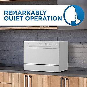 Danby DDW621WDB Countertop Dishwasher with 6 Place Settings, 6 Wash Cycles and Silverware Basket, Energy Star-Rated with Low Water Consumption and Quiet Operation
