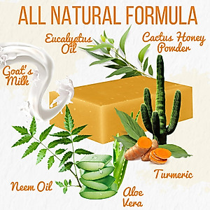 Natural Turmeric Soap Bar for Face & Body – Turmeric Skin Brightening Soap Wash for Dark Spots, Intimate Areas, Underarms – Turmeric Reduces Acne, Fades Scars & Cleanses Skin (4 Ounce (Pack of 1))