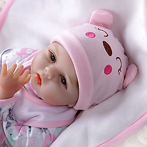 HFSMDM Baby Dolls Reborn Baby Doll 21 Inch Toddler Girl Lifelike Flexible Full Body Soft Real Touch Baby Doll Toy for Girls Newborn Baby Birthday Gift (Brown Eye Doll)