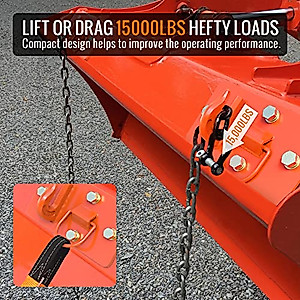 Sulythw Tractor Bucket Hooks with Tie Down Ring, Grade 70 Forged Steel Bolt On Grab Hook 2 Pack Tow Hook Mount with Backer Plate, Work Well for Tractor Bucket, RV, Truck, Max 15,000 lbs Orange