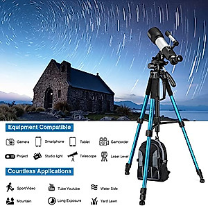Victiv 72-inch Camera Tripod Aluminum T72 with Phone Tripod Mount- Lightweight Tripod & Monopod Compact for Travel with 2 Quick Release Plates for Canon Nikon DSLR Video Shooting - Blue