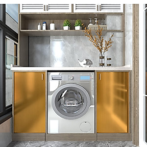 Cohoo Home Gold Stainless Steel Contact Paper for Appliances Gold Brushed Metal Look Wallpaper Stainless Steel Peel and Stick Self-Adhesive Waterproof Wallpaper for DIY Cabinets Decor 17.7inW 78.7inL